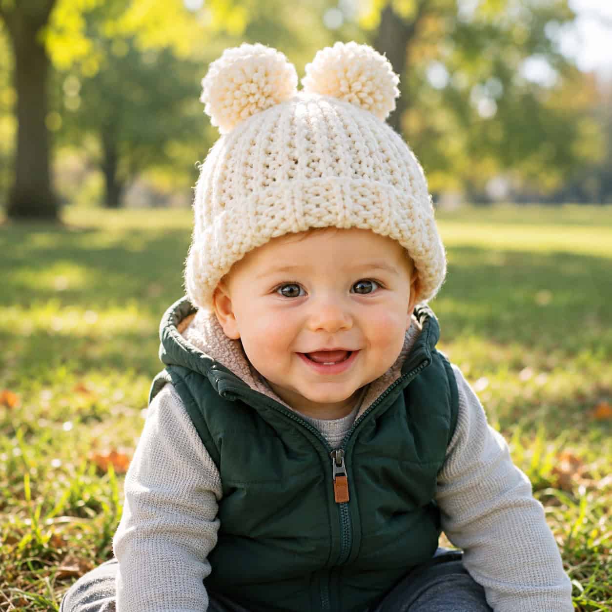 Easy Baby Pom Pom Hat Knitting Pattern (Knit Flat + Beginner-Friendly)