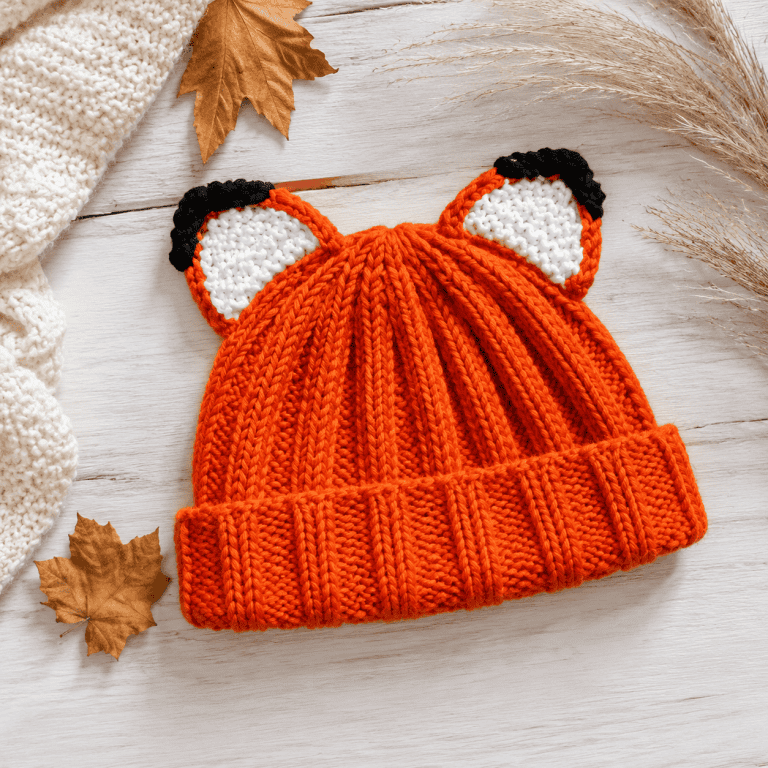 Easy Fox Hat Knitting Pattern with Ears (Free Circular Needle Knit ...