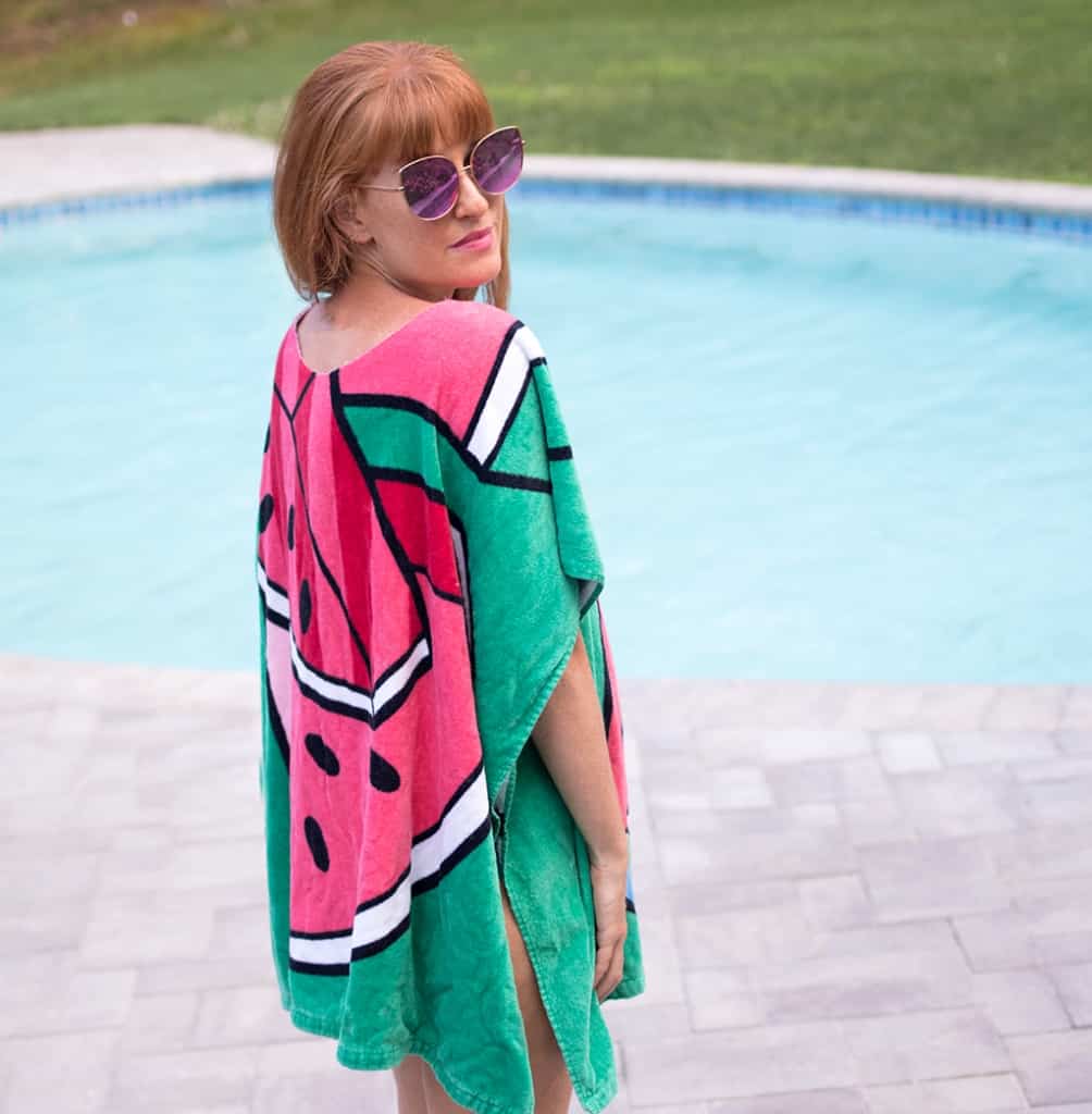 DIY Beach Towel Poncho- No Pattern & No Sewing Machine Necessary!