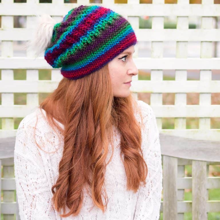Flat Knit Slouchy Hat Free Knitting Pattern