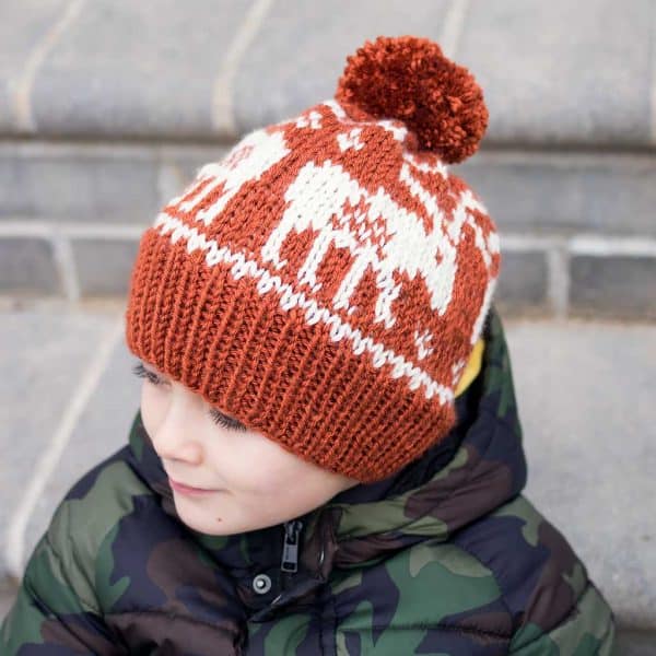 Fair Isle Moose Hat Knitting Pattern
