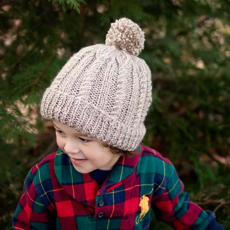 Kids Flat Knit Cable Hat